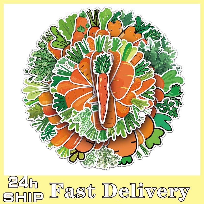 50PCS Vegetable Carrot Cartoon Sticker Pack Waterproof Vinyl Stickers ...