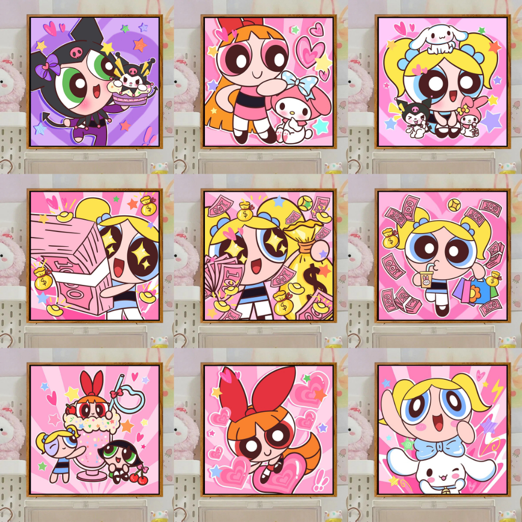DROFE 20x20cm with frame child painting Paint by Numbers The Powerpuff ...