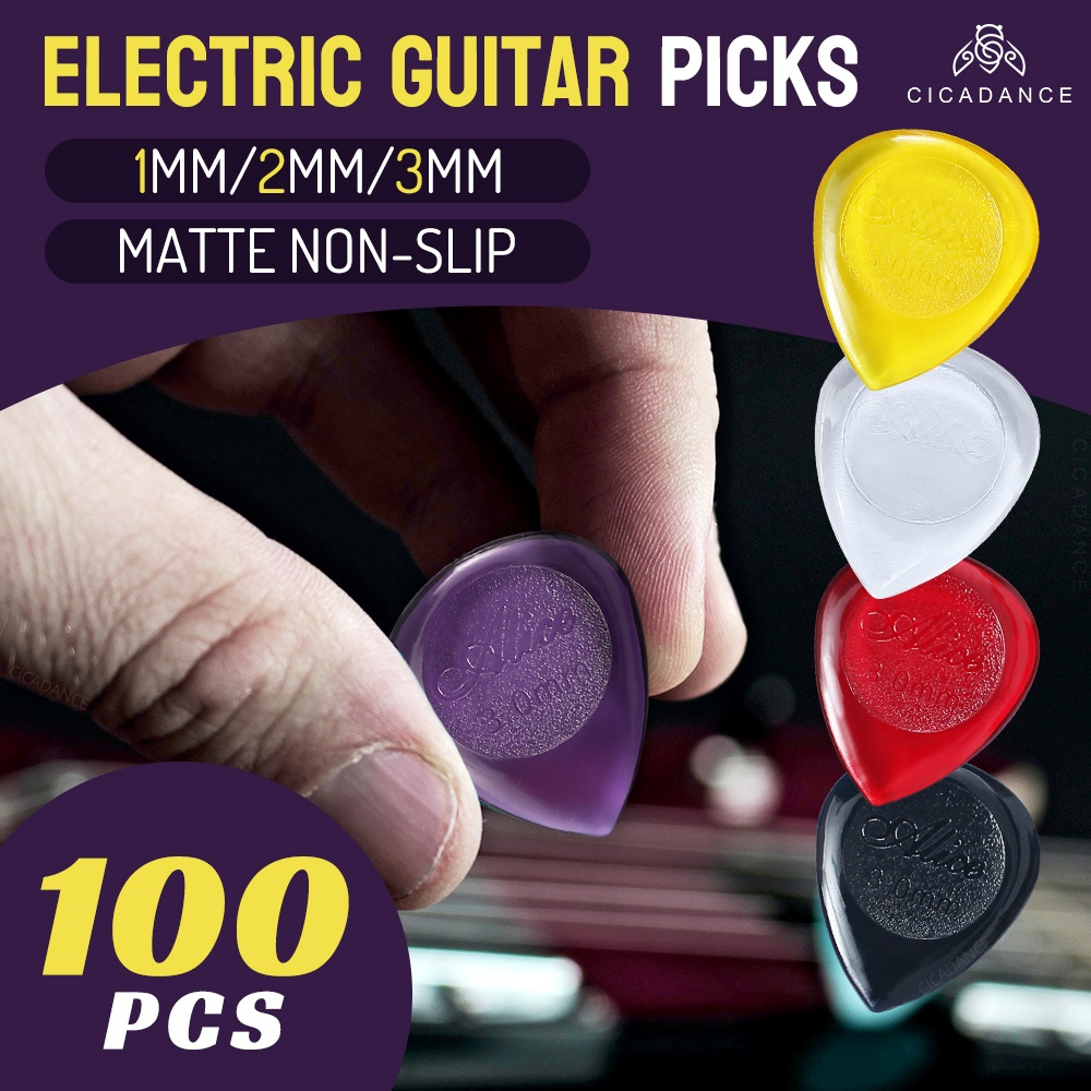 Alice 100 PCS Electric Guitar Picks 1mm/ 2mm/ 3mm Stubby Matte Non-Slip ...