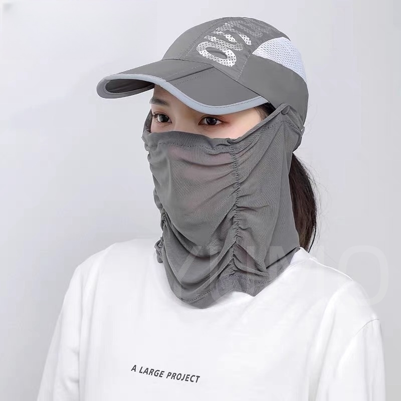 Outdoor Sun Protection Cap With Face Cover Man And Women Foldable Anti ...