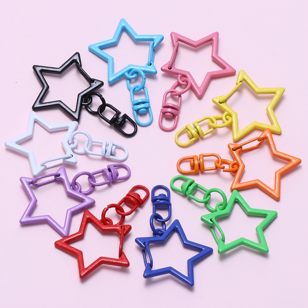 1pcs Star Keychain Lobster Buckle With Snap Ring Flat Ring Color ...