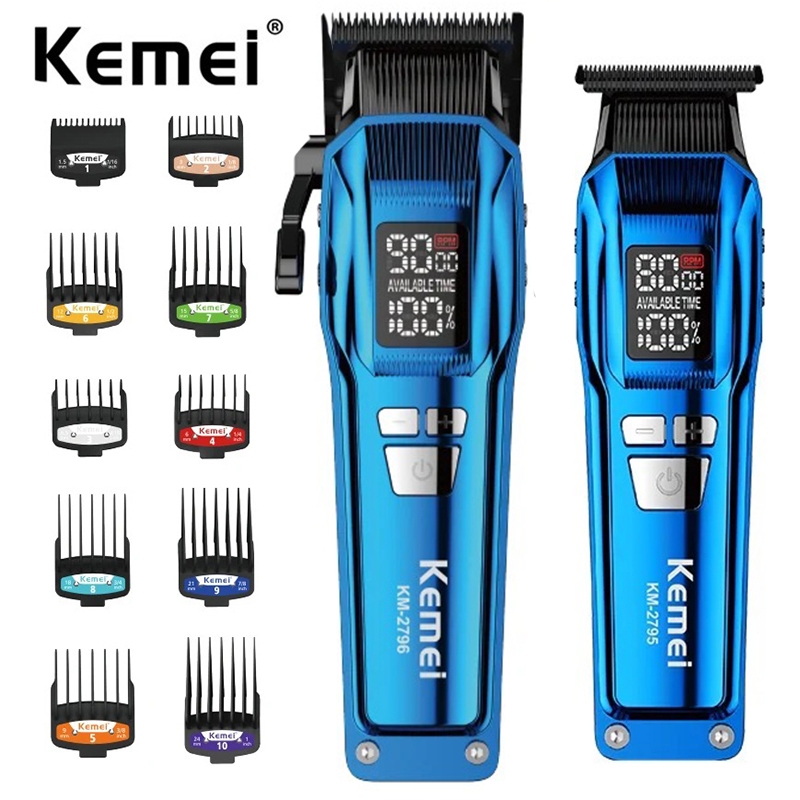 Kemei Professional Hair Clipper Cordless Hair Trimmer Set Electric Hair ...
