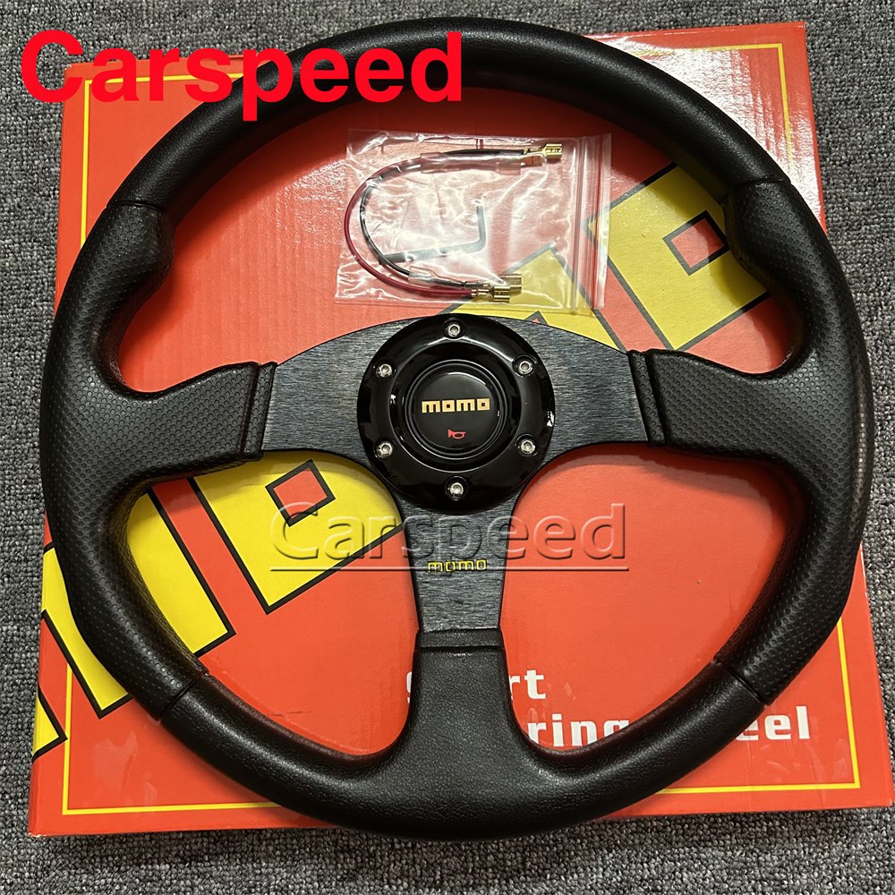 14Inch Classic MOMO Steering Wheel Car Rally Racing PU Leather JDM ...