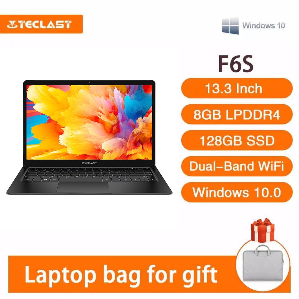 Teclast F6S 13.3Inch 1920X1080 Laptop Windows 10 8GB RAM 128GB SSD Intel Gemini Lake Refresh 1 ...