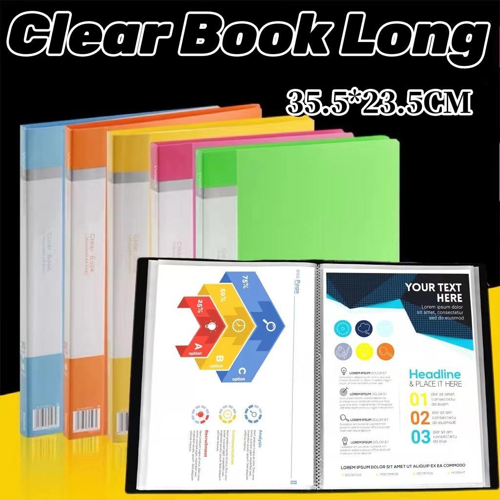 Clear Book Long Clear Folder File Organizer Long Presentation Book ...