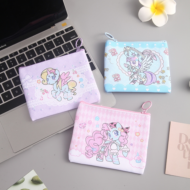 Cartoon Cute Pony Coin Purse PU Single-Layer Zipper Children Student ...