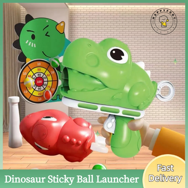 Tiktok Popular Dinosaur Ball Launcher Target Sticky Ball Shooting Toy ...