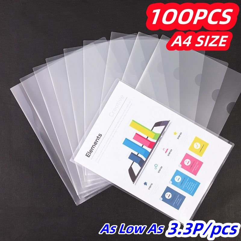 100PCS Wholesale L Type Folder Clear Transparent A4 Plastic Folder ...