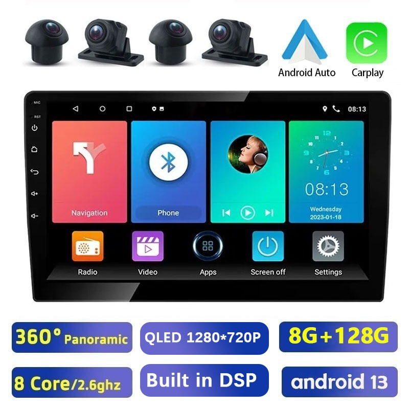 [8G+128G 8Core Carplay] QLED Screen 9/10inch Android Car Stereo 2 Din ...