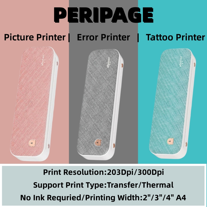 Peripage Portable A4 Printer Mini Inkless Thermal Paper Wireless ...