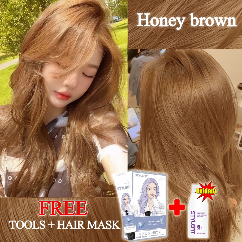STYLEFIT Honey Brown Hair Color（100ml Hair Dye+100ml Oxidant） | Shopee ...