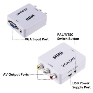 Mini VGA TO AV Converter VGA2AV Convertor with 3.5mm Audio VGA To RCA ...
