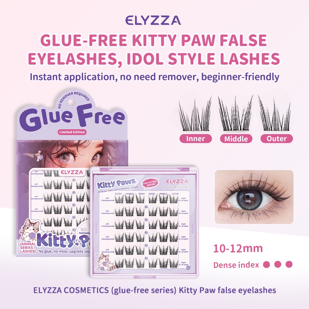 Elyzza Glue-free Kitty Paws False Eyelashe Extension 10-12mm C Curl ...