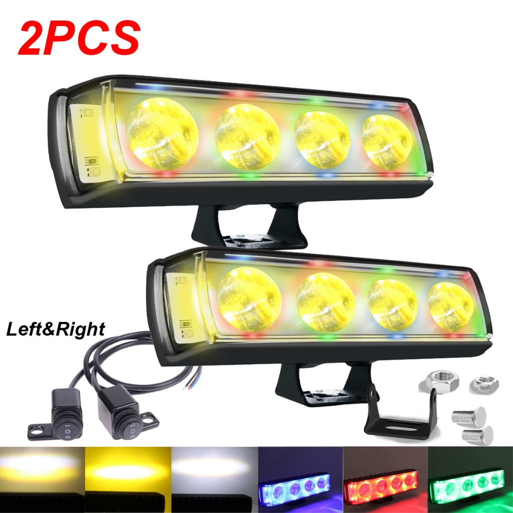 2PCS Motorcycle Headlight Phantom 4-eye light Switching LED Bulb Mini ...
