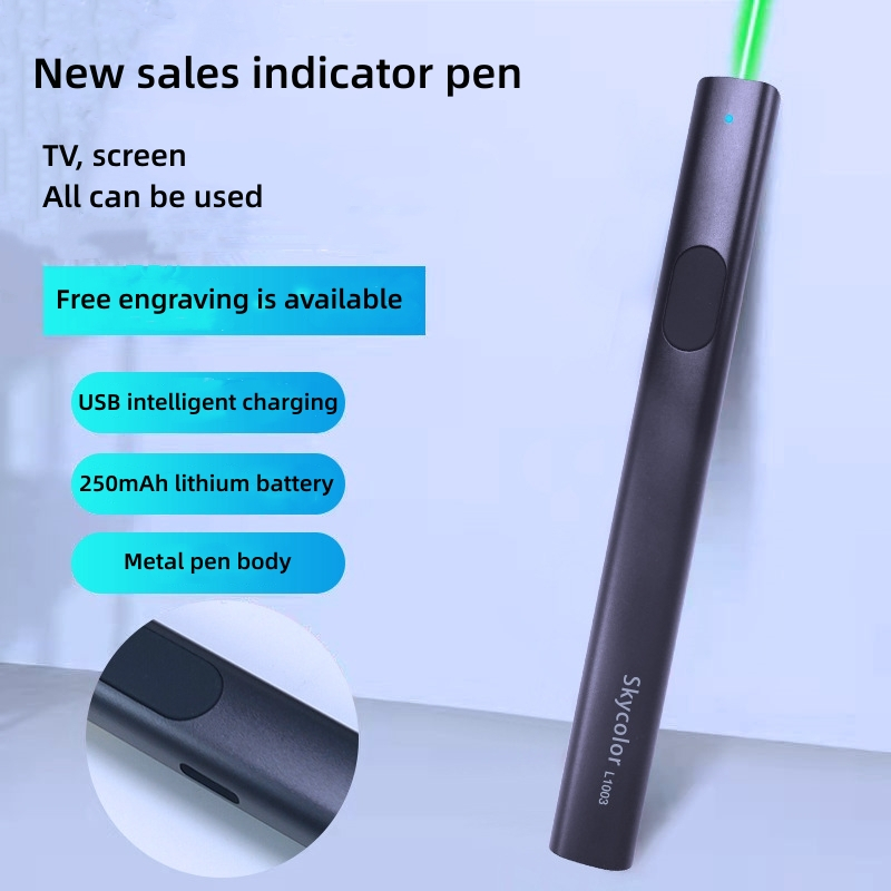 High power laser pointer pen, green laser, teaching, USB charging ...