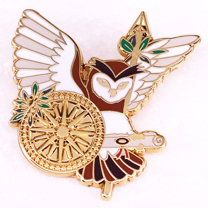 Greek God Athena Owl Metal Badge Brooch Cute Cartoon Aanimal Hard ...