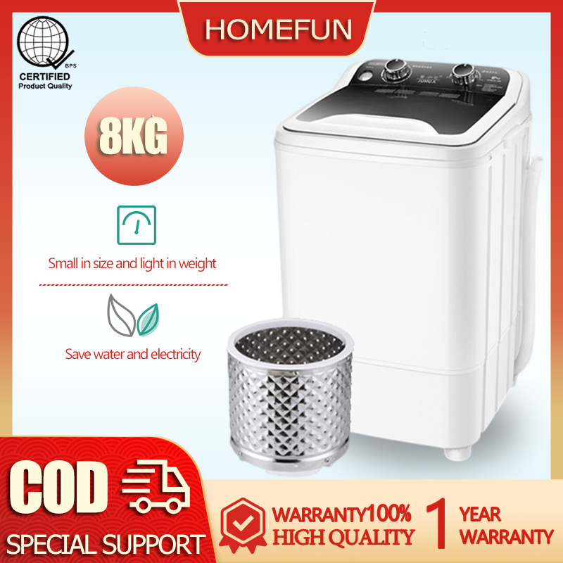 HOMEFUN 8KG Washing Machine Fully Automatic MINI Washing Machine with ...