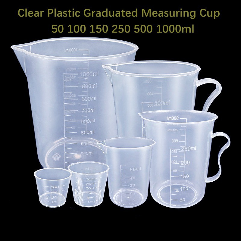 3Pcs Clear Plastic Graduated Measuring Cup for Baking Beaker Liquid ...