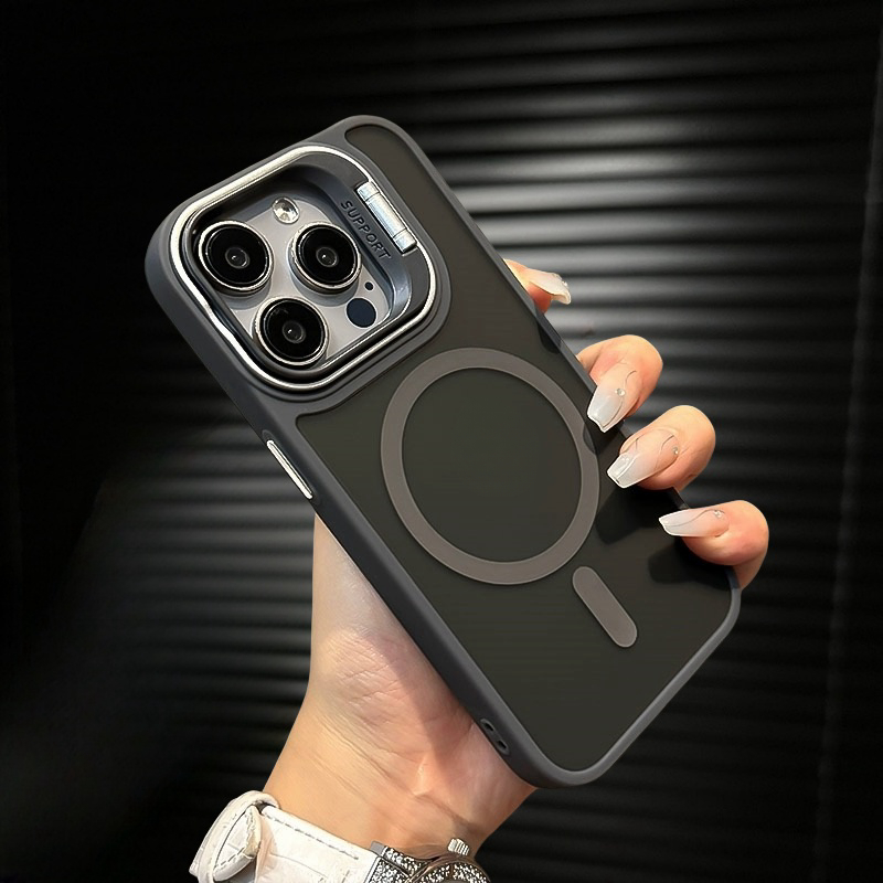 【Silver bracket/Matte Pc hard case/Gray】compatible for iPhone 15 14 13 ...