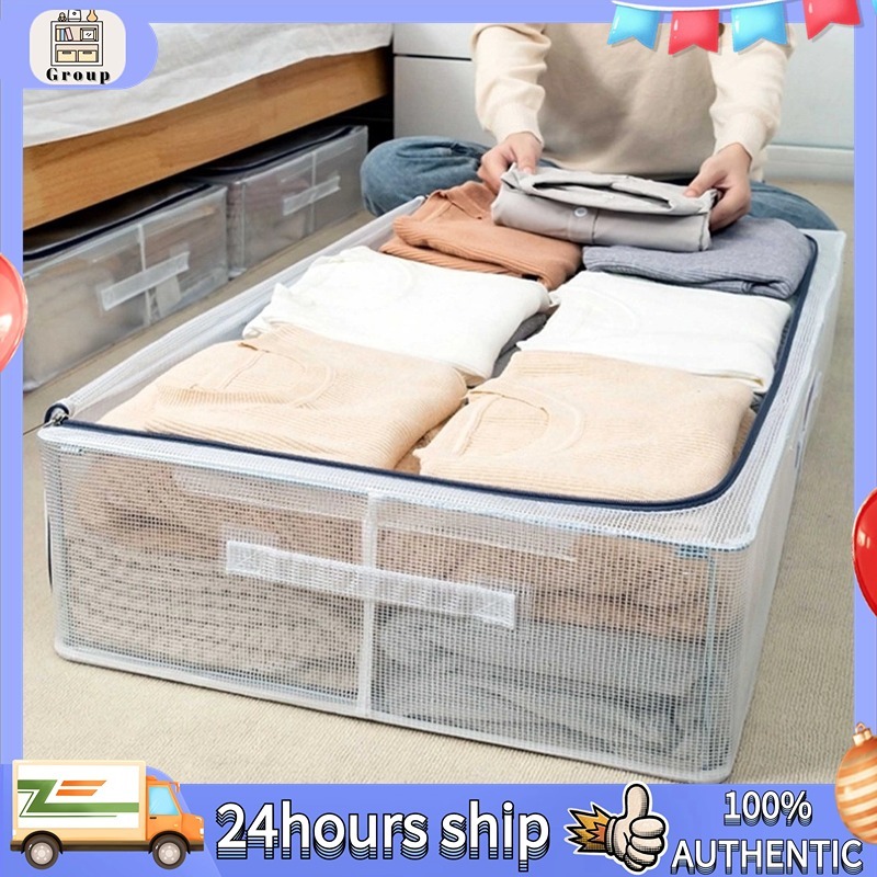 30L 60L 90L Folding Steel Frame Storage Box Home Clothes Quilt Under ...