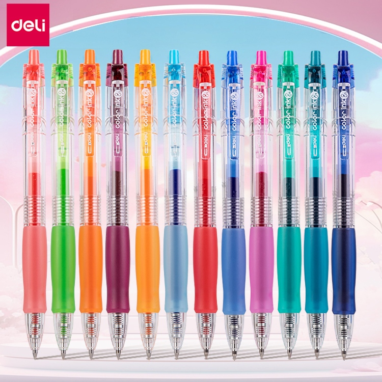 Deli Colorful Gel Pen 0.5mm Press Gel Pen Quick-Drying Super Smooth ...