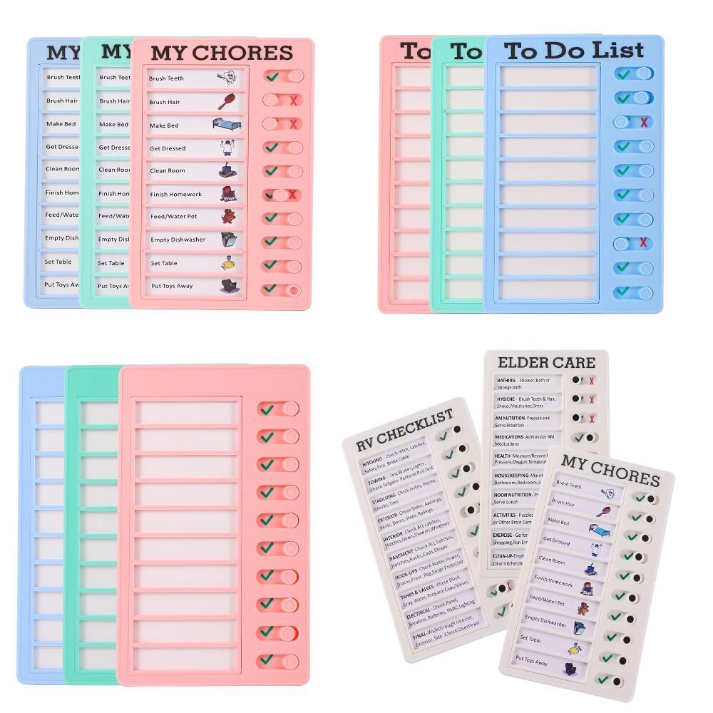 1Pc Reusable My Chores Checklist Daily Planner Memo Plastic Board Chore Chart Responsibility ...