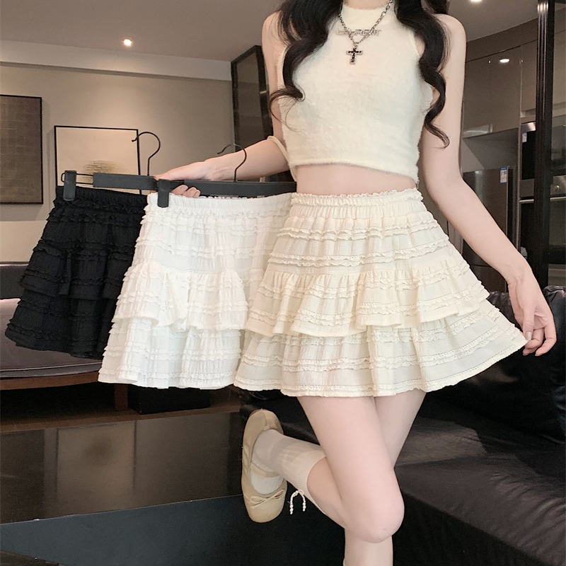 DAMENER Double Layer Cake Skirt Mini Palda For Women White Skirt Sweet ...