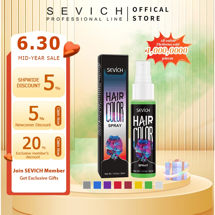 SEVICH Hair Dye Spray Temporary Hair Color Gold Red Purple Blue Hair ...
