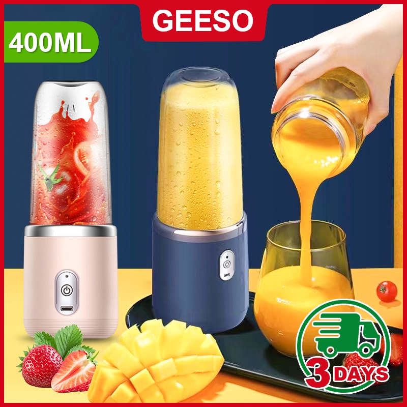 GEESO 400ML Portable Mini Juicer 6 Blades Blender Mixer Wireless USB ...