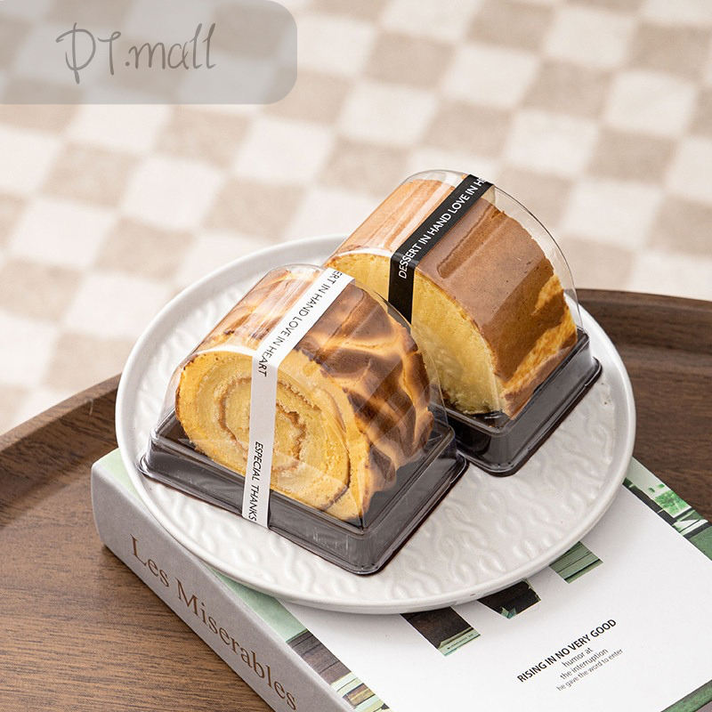 50PCS Transparent Semicircle Cake Roll Packaging Box Swiss Roll Cut ...