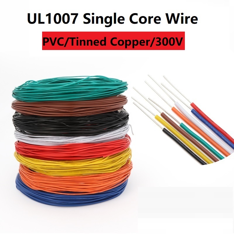 UL1007 Single Core Copper Wire PVC Insulation Solid Tinned Plating Line Electric Cable Line ...