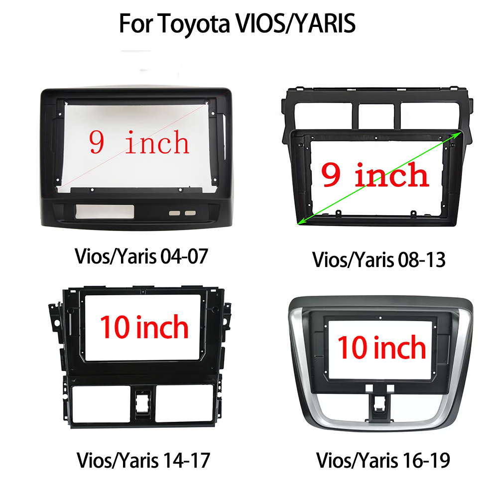 Car Radio Panel Fascia For Toyota Vios Yaris 2004-2019 Panel Frame Head ...