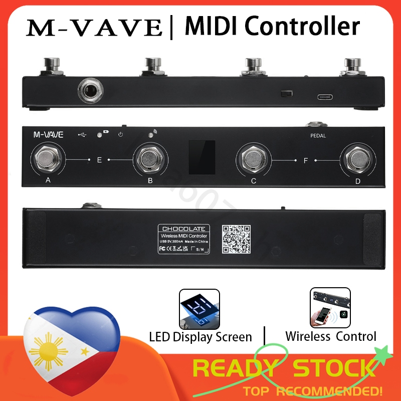M-VAVE Chocolate BT Wireless MIDI Controller Rechargeable 4 Buttons Portable MIDI Foot ...
