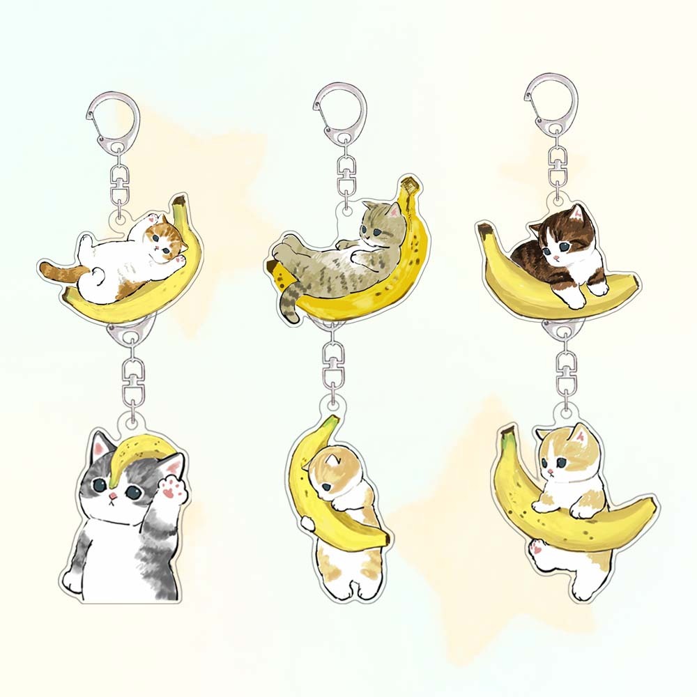 55mm Keychain Mofusand Cute Cat Carton Lanyards Acrylic Pendant ...