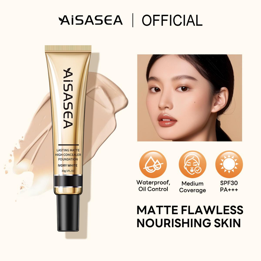 AISASEA Foundation Long Wear Primer Make Up High Coverage Oil-Control bb Cream SPF 30 PA+++ Long ...