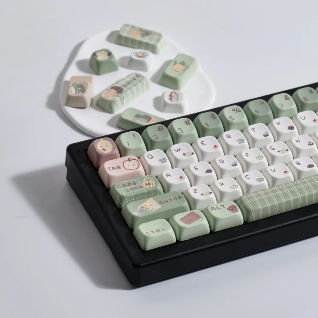 141 Keys afternoon tea XOA Keycaps Gift Cute Key Cap Square Thermal ...