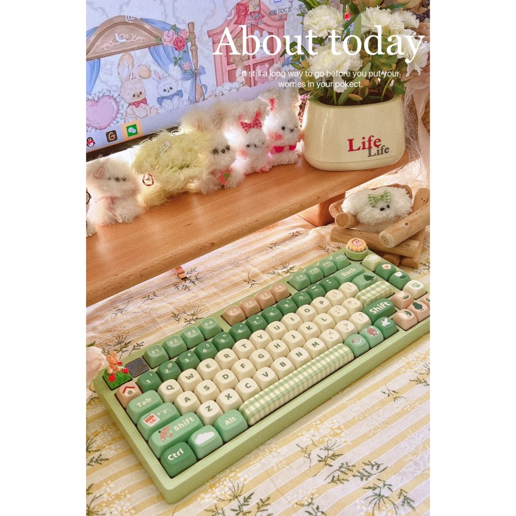 132 Keys Go Hiking XOA Keycaps Gift Cute Key Cap Square Thermal ...