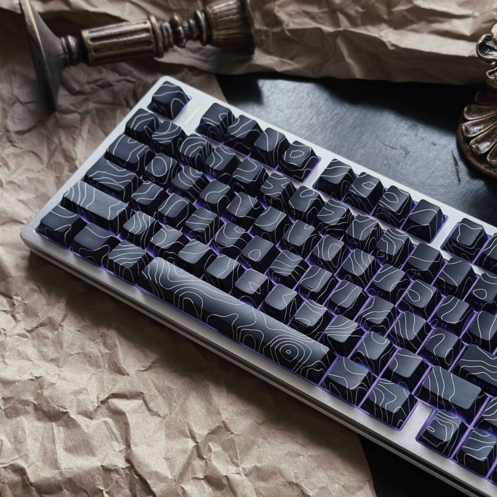 PBT Keycap 132 Keys Altitude line White Side Print Backlit RGB Cherry ...