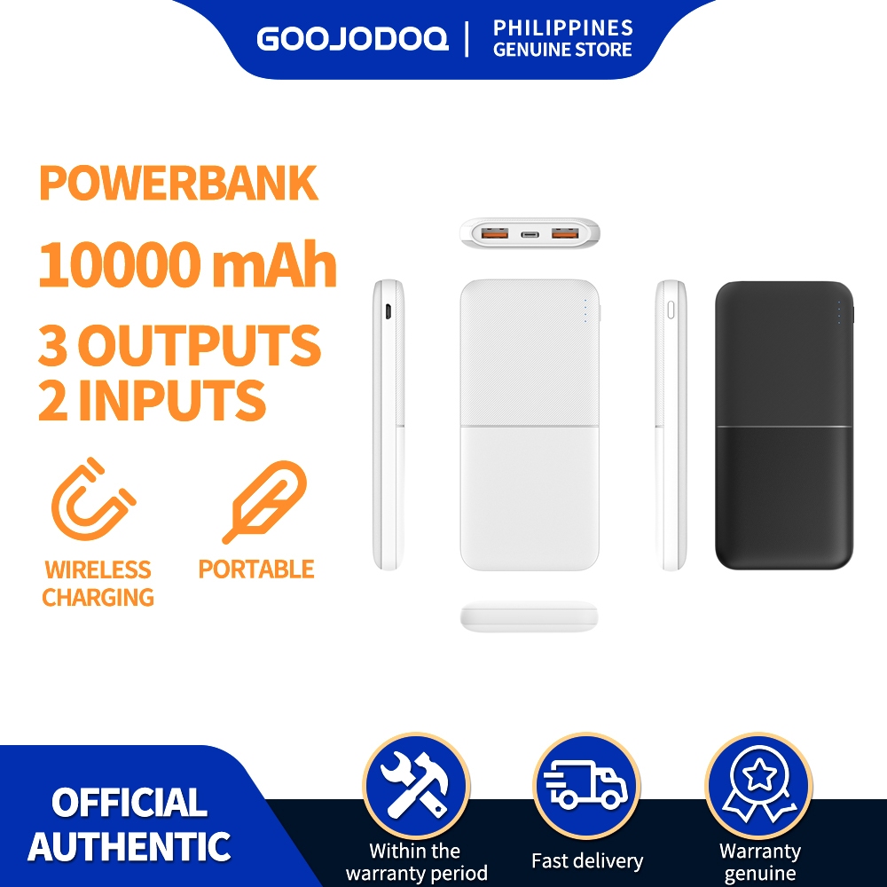 GOOJODOQ Wired Powerbank for iphone 10000 mAh Type C USB Android Phone ...