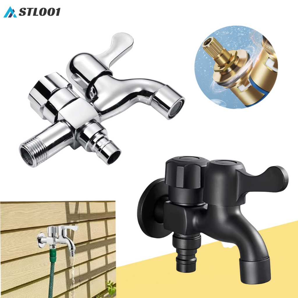 2 Way Faucet Bibcock Faucet 1in2 out Head Dual Function Washing Machine ...
