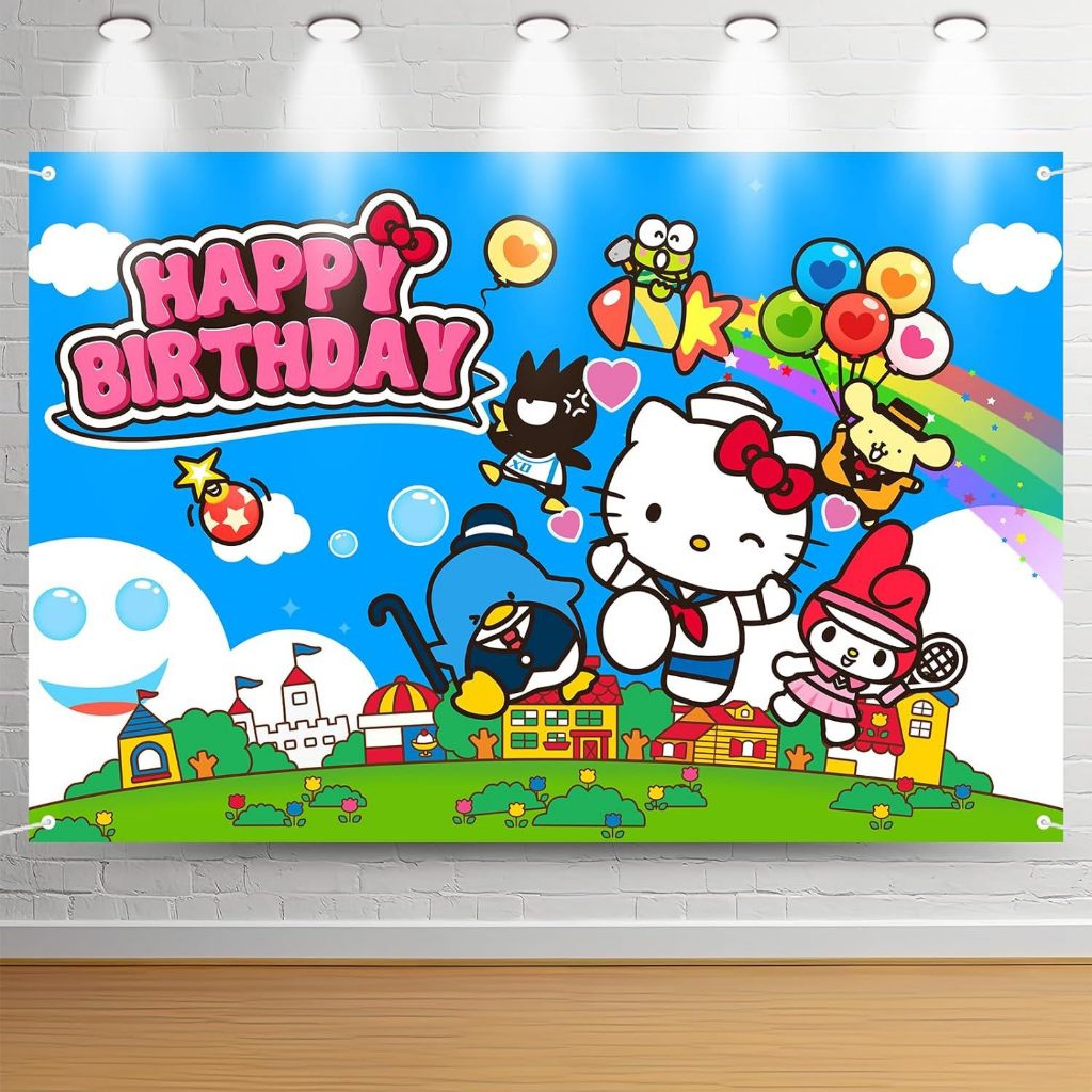 5x3ft Hollo Cute Kitty Birthday Party Banner Decoration,Photograpy ...