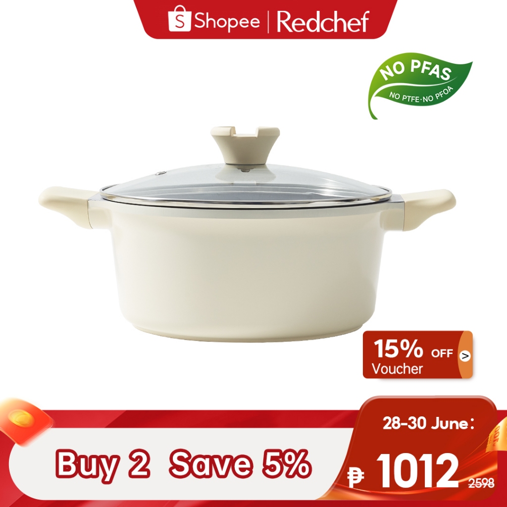 Redchef Nonstick Ceramic Rock Casserole Soup Pot Die-Cast with Lid 20 ...