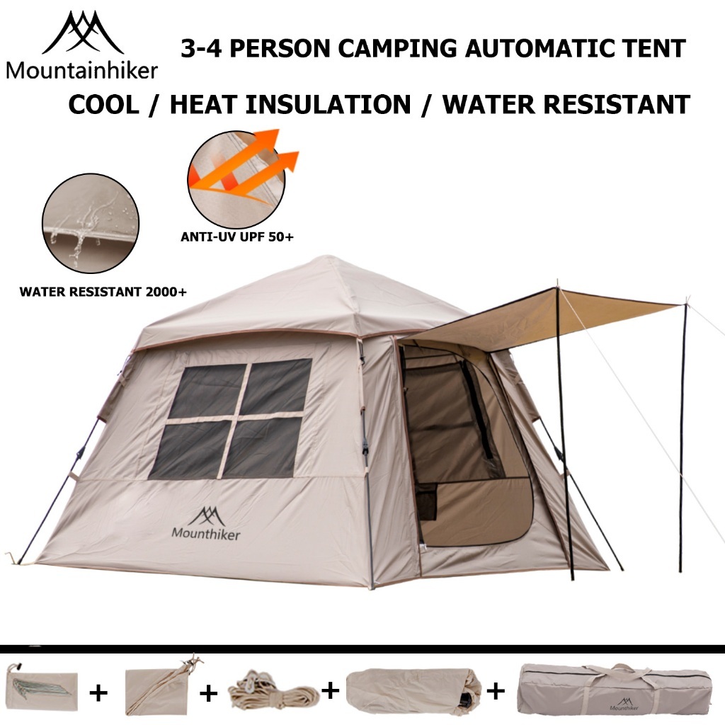 Mountainhiker Automatic Tent, Size 3-4 Persons, 2 Doors, 2 Windows ...