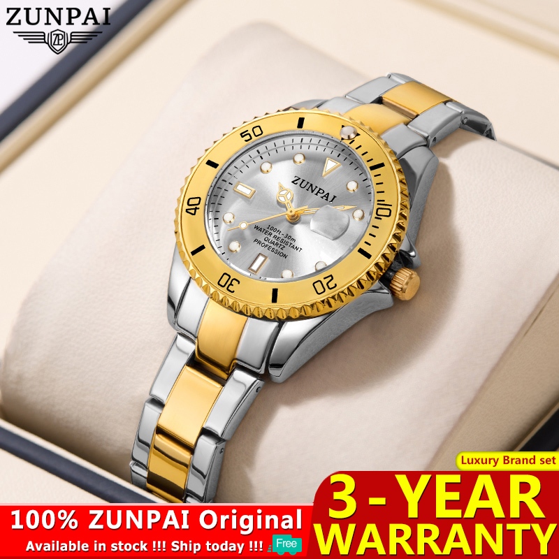 ZUNPAI Original Watch for Woman Waterproof Stainless Steel Gold Fashion ...