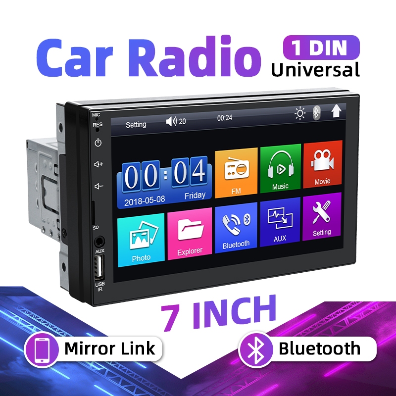 Central Multimedia Automotive 1 Din 7 Inch MP5 Bluetooth With Touch Screen USB/AUX/TF Mirrorlink ...