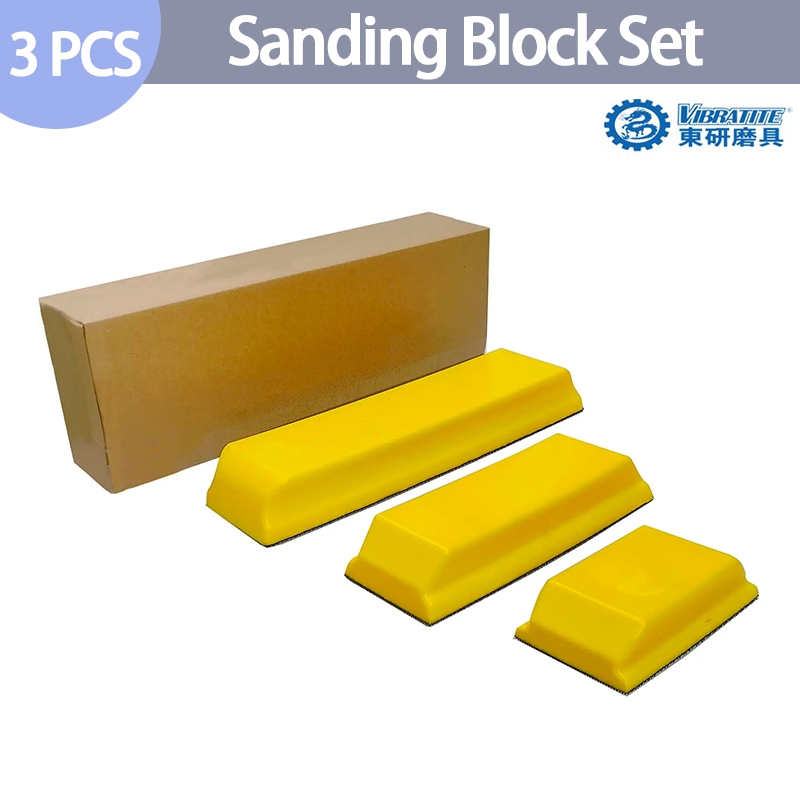 VIBRATITE Classic Rectangle Hand Sanding Block Set with 3 Blocks 5" 7-3 ...