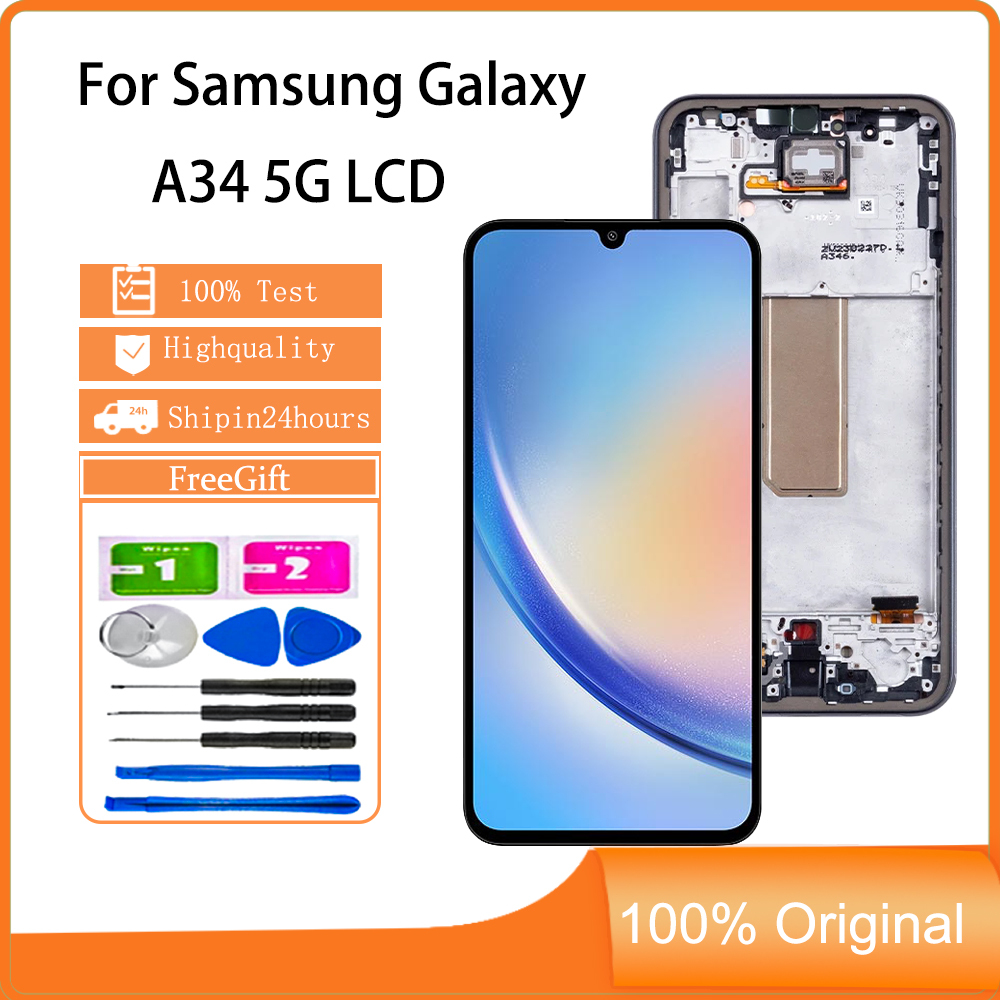 For OLED Samsung Galaxy A34 5G LCD Display Touch Screen With Frame ...