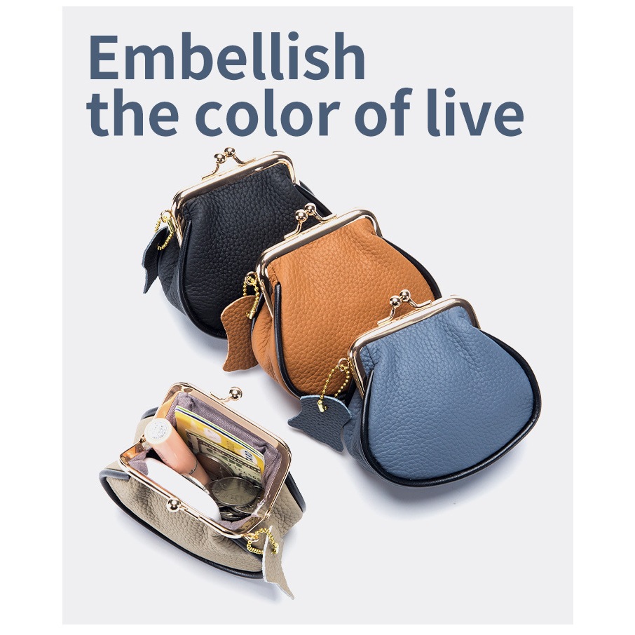 New Art Literary Litchi Pattern Coin Purse Genuine Leather Creative ...