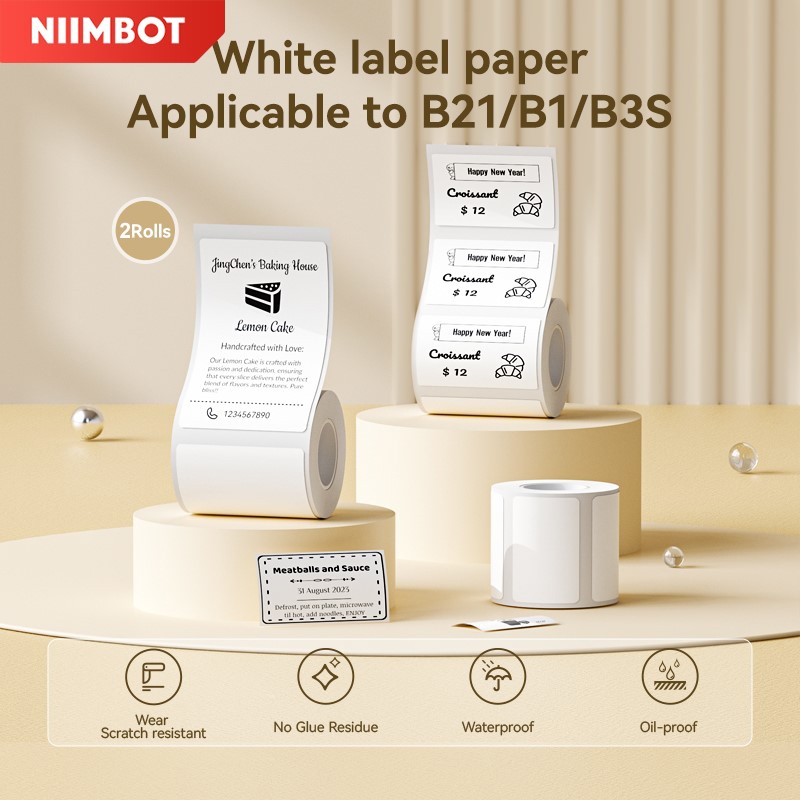 （2Rolls）Niimbot B21/B1/B3S Thermal Label Sticker Paper 20-50mm Printing Tag Commodity Price Tag ...