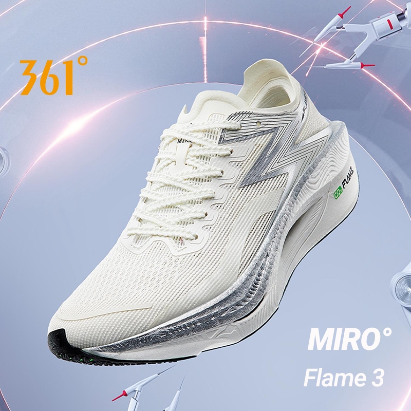361 Degrees Flame 3.0 Men Running Shoes Marathon Carbon Plate Racing Breathable Cushioning ...